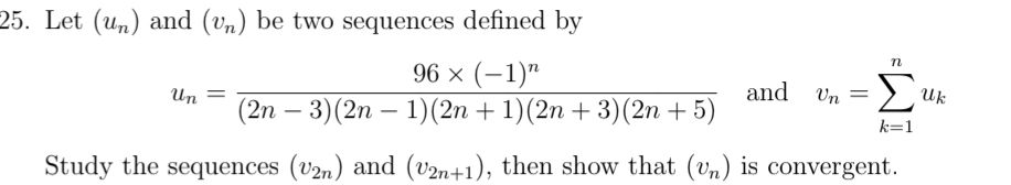 25. Let $(u_n)$ and $(v_n)$ be two sequences | StudyX