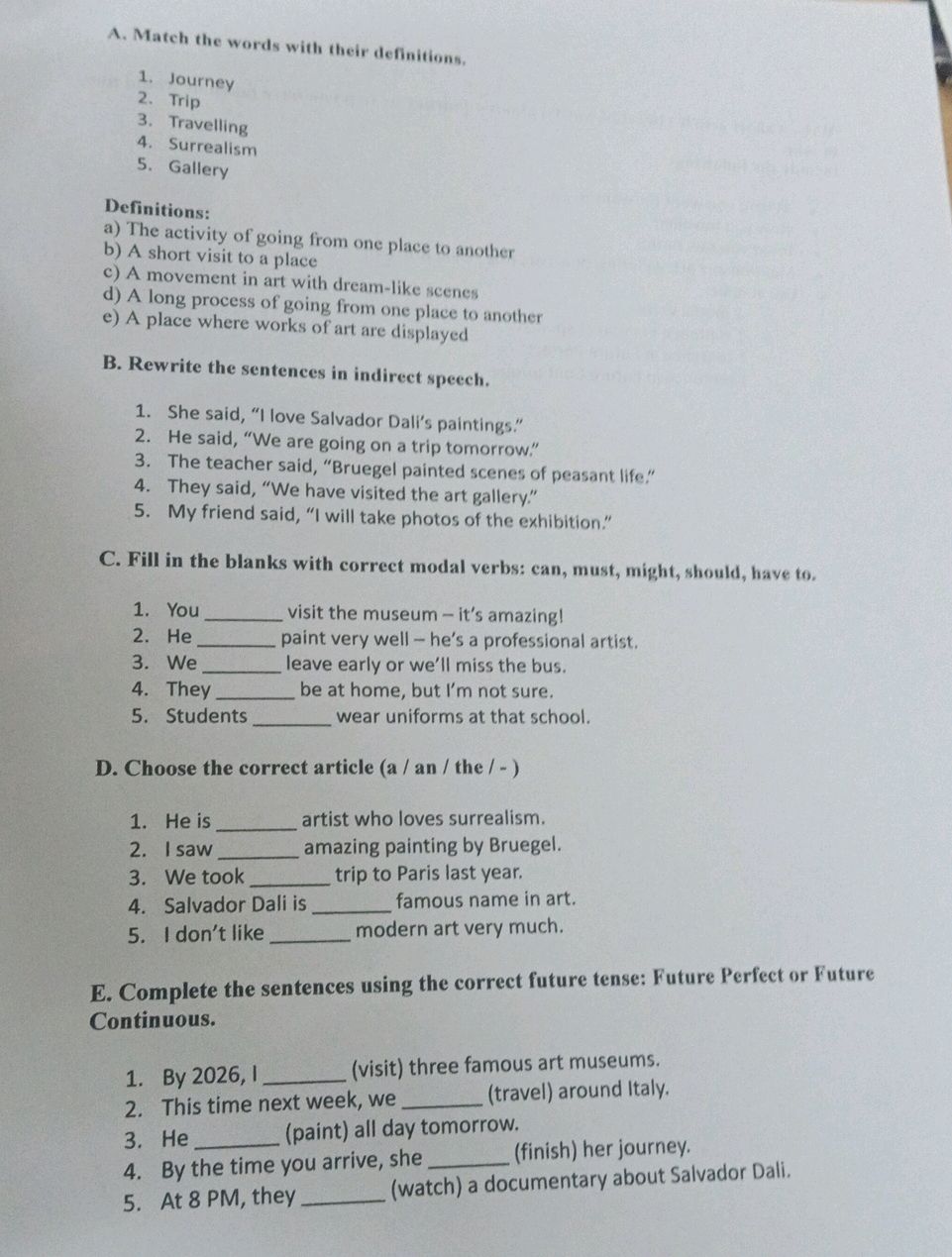 A. Match the words with their definitions. | StudyX