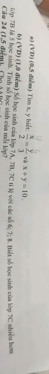 a) Tìm x, y biết: $ {x}{2} = {y}{3}$ và x + | StudyX