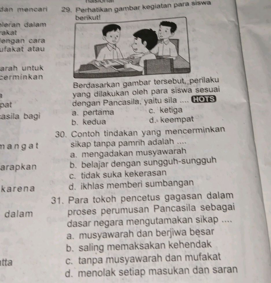 29. Perhatikan gambar kegiatan para siswa | StudyX