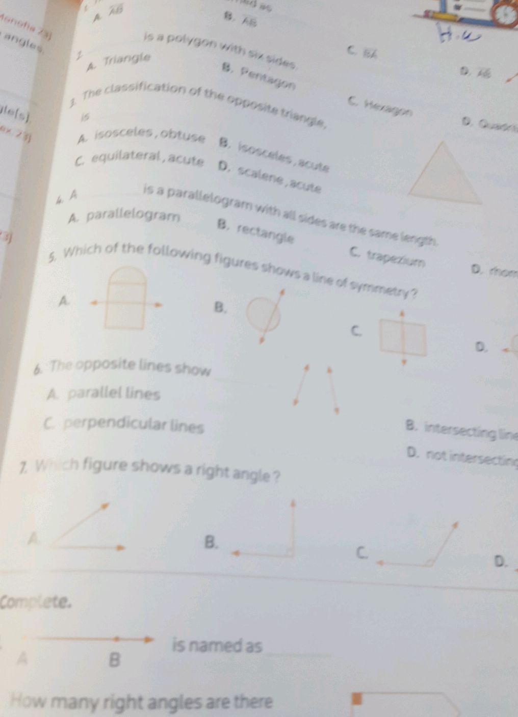 1. is a polygon with six sides. A. Triangle | StudyX