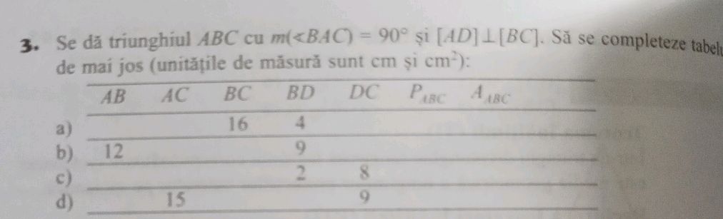 3. Se da triunghiul ABC cu m(