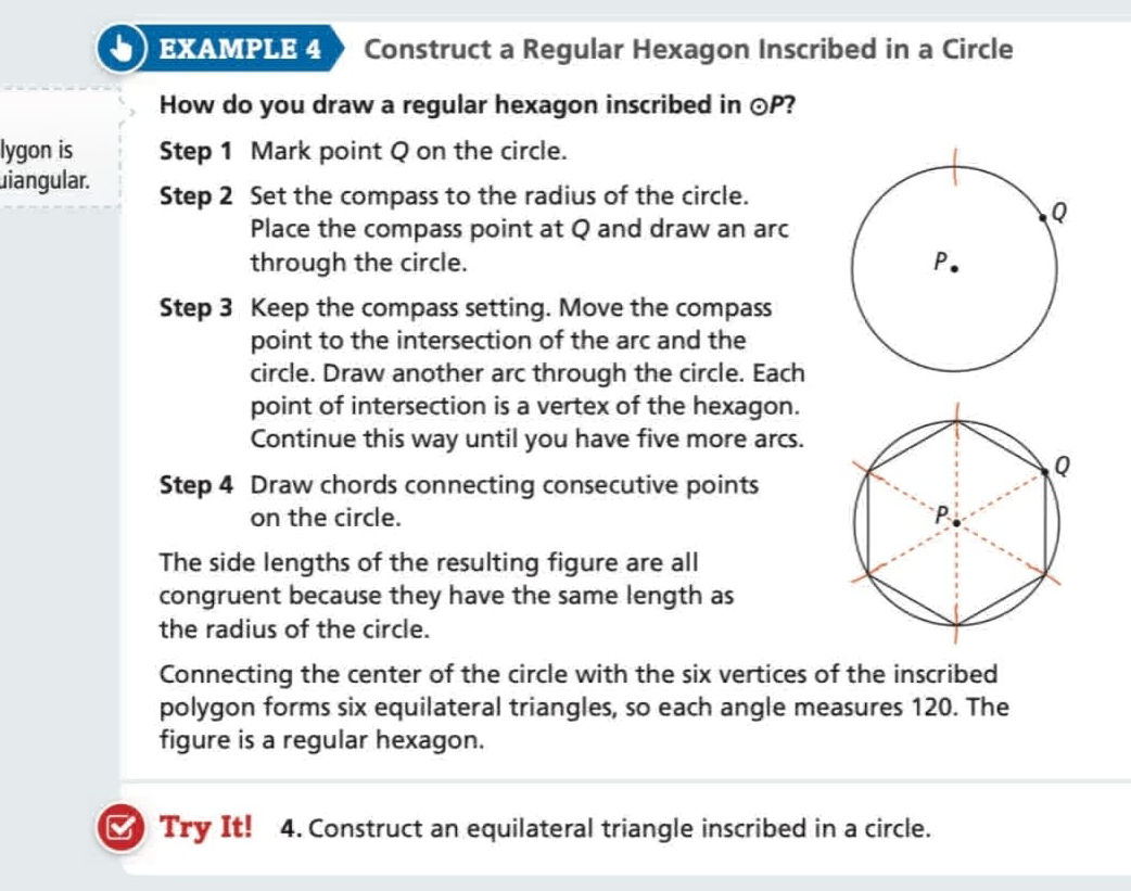 How do you draw a regular hexagon inscribed | StudyX