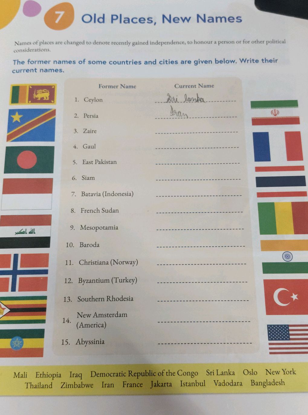 The former names of some countries and | StudyX