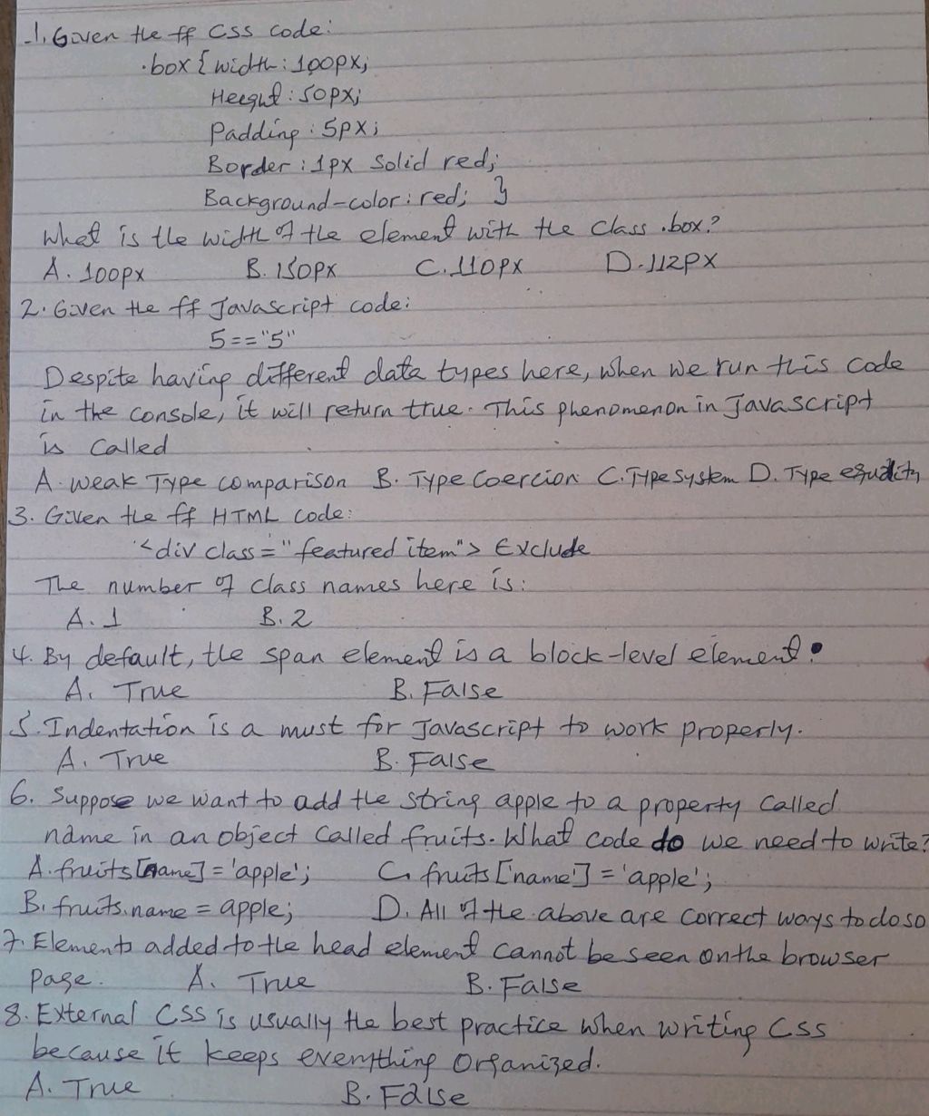 1. Given the ff CSS code: ```css box { | StudyX