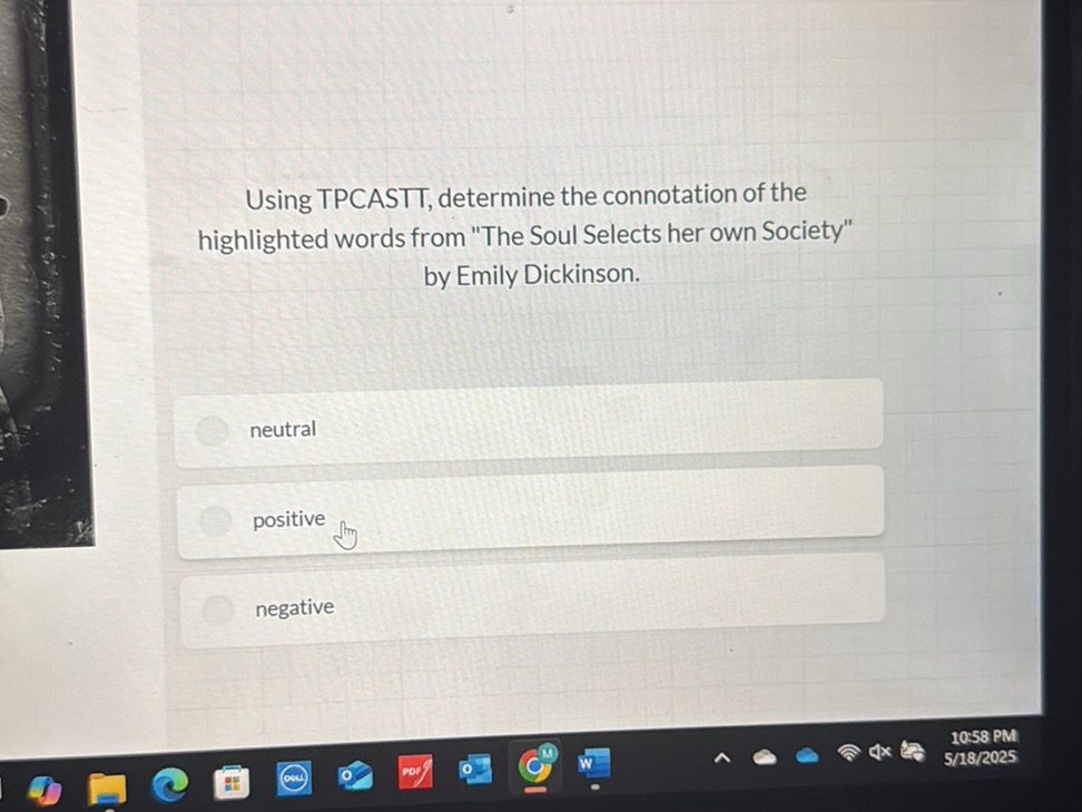 Using TPCASTT, determine the connotation of | StudyX
