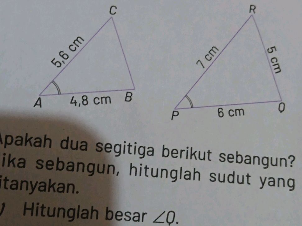 Apakah dua segitiga berikut sebangun? Jika | StudyX