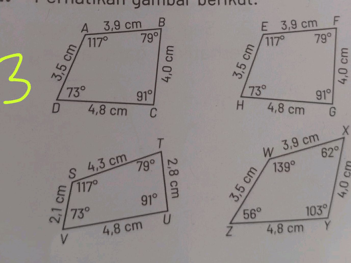 The image shows four quadrilaterals with | StudyX