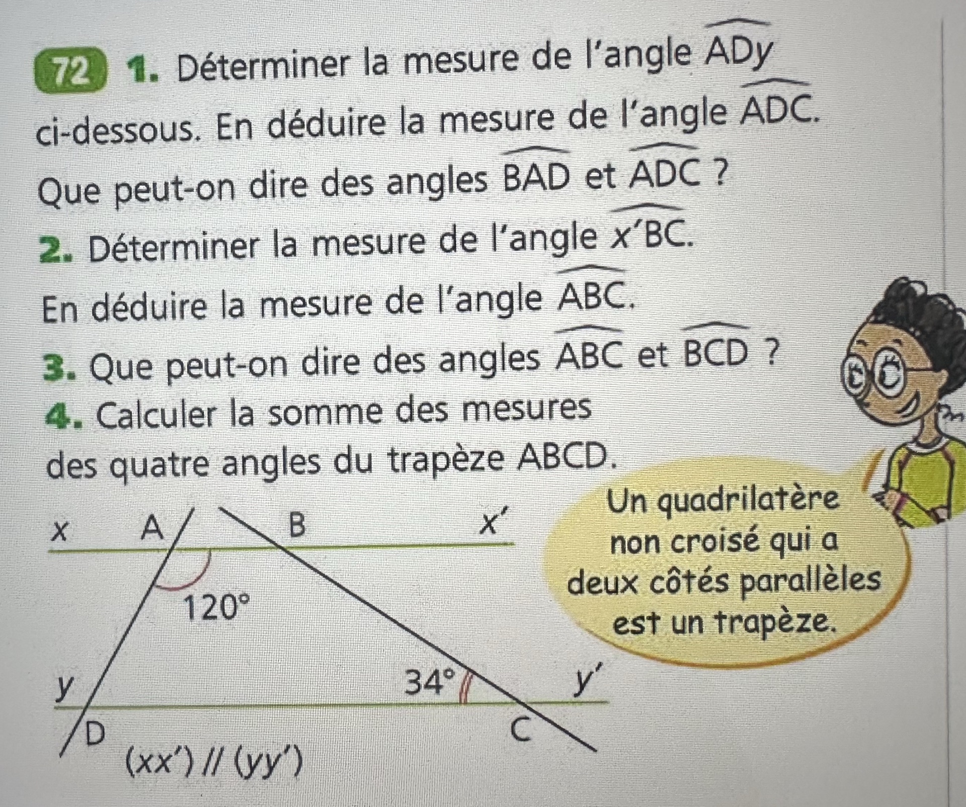 1. Déterminer la mesure de l'angle ${ADy}$ | StudyX
