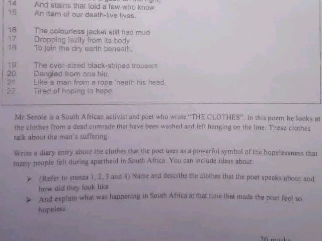 Mr. Serote is a South African activist and | StudyX