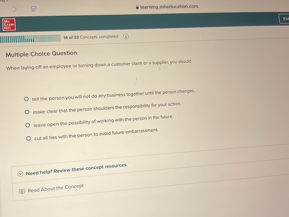 Multiple Choice Question When laying off an | StudyX