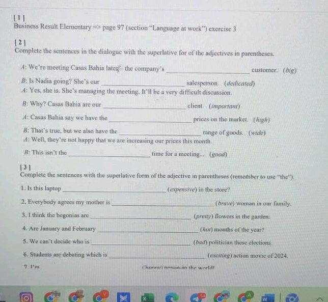 [2] Complete the sentences in the dialogue | StudyX