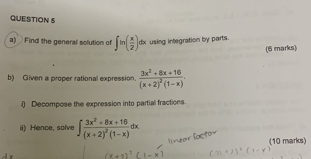 a) Find the general solution of $ ln( | StudyX