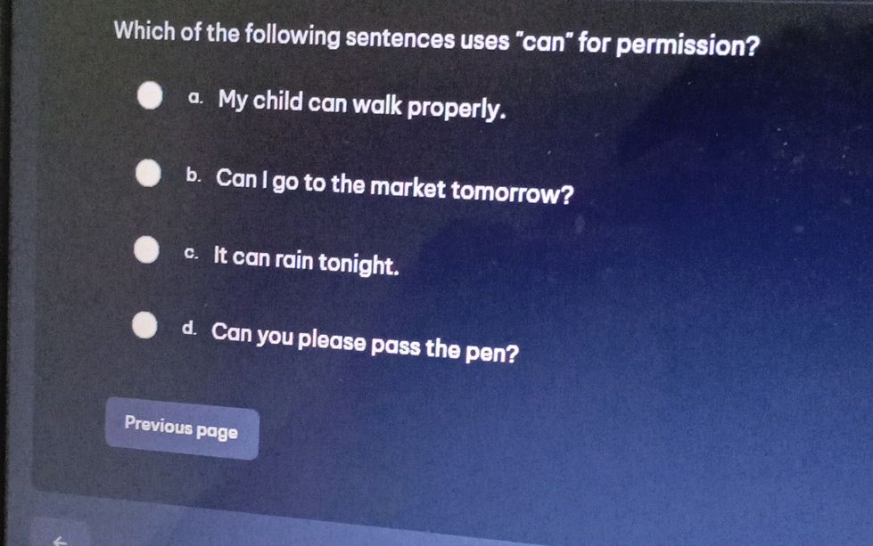 Which of the following sentences uses "can" | StudyX