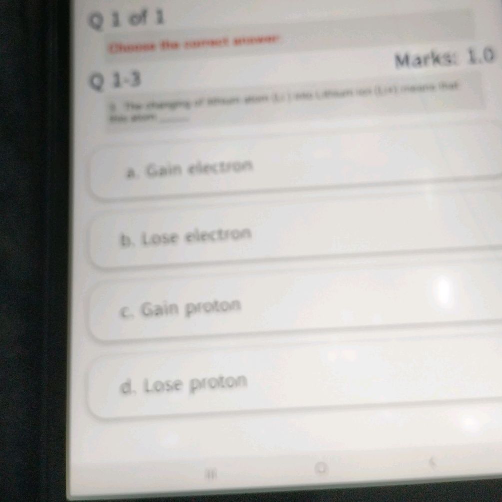 The changing of lithium atom (Li) into