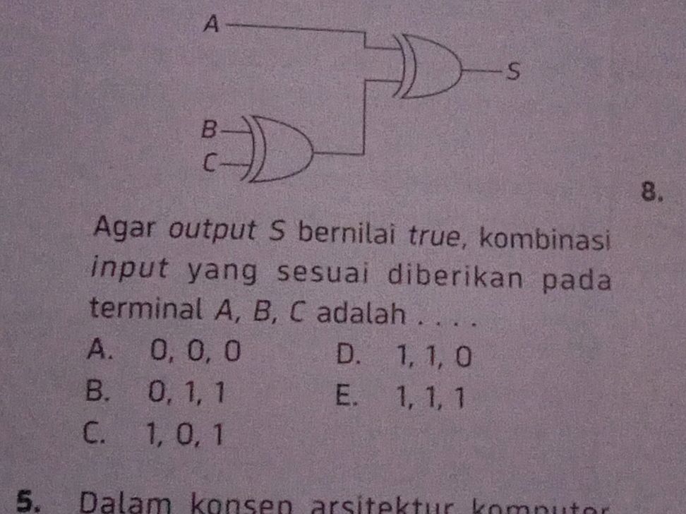 Agar output S bernilai true, kombinasi input | StudyX