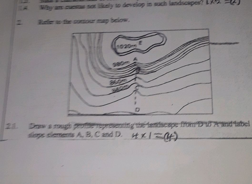 Refer to the contour map below. Draw a | StudyX
