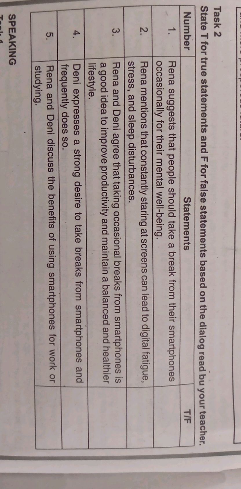 Task 2 State T for true statements and F for | StudyX