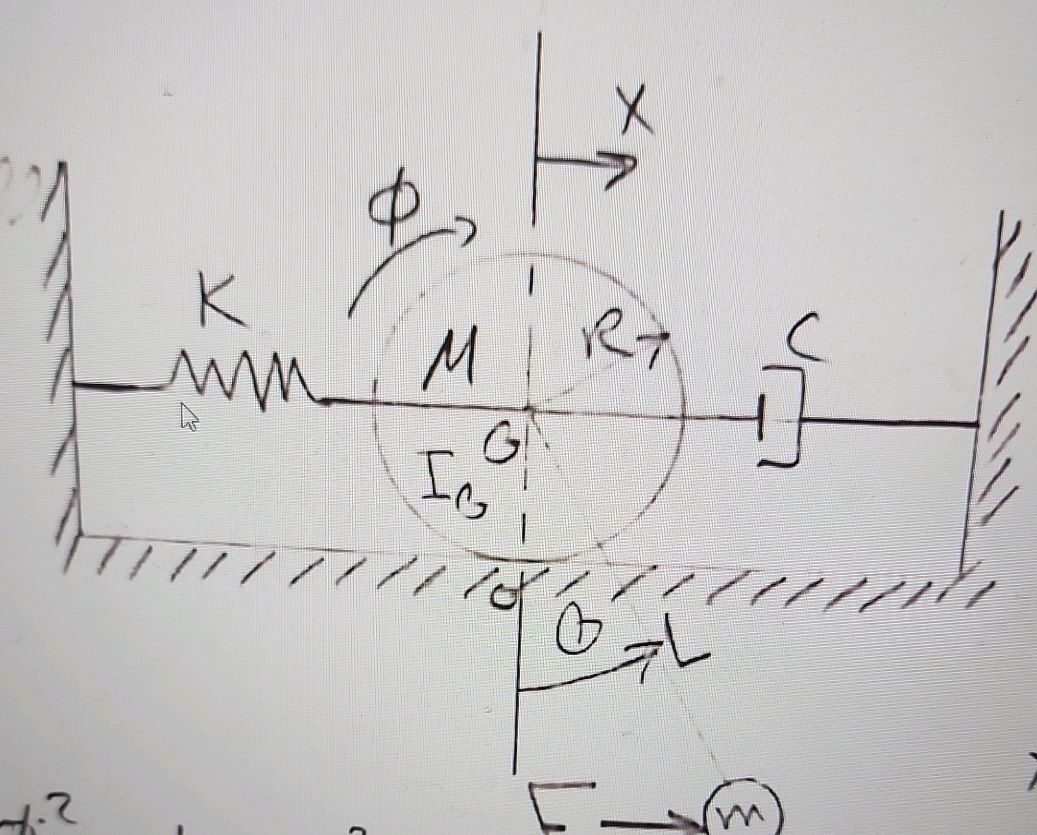 The image depicts a mechanical system with a | StudyX