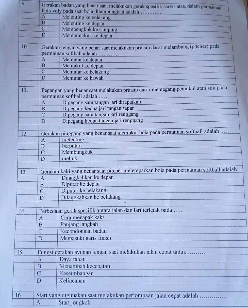 9. Gerakan badan yang benar saat melakukan | StudyX