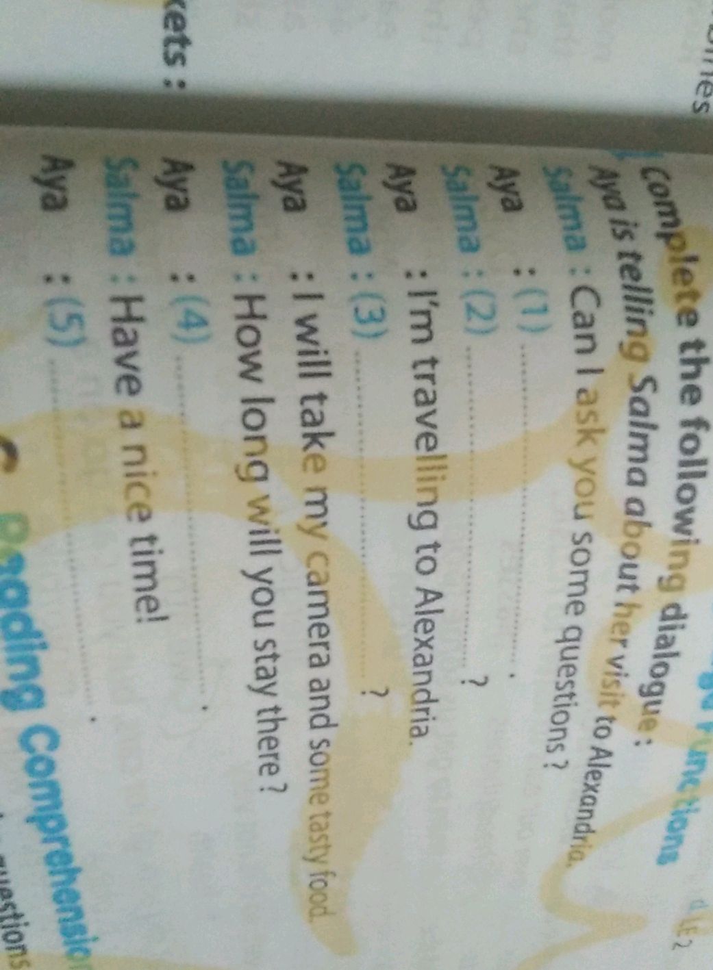 Complete the following dialogue: Aya is | StudyX