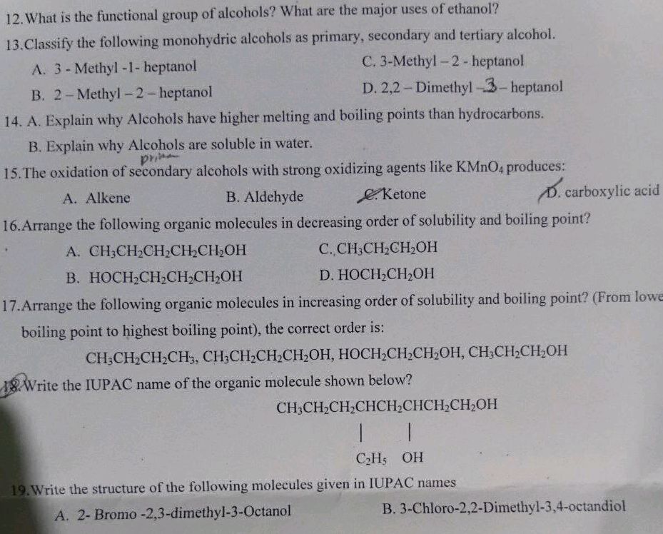 12. What is the functional group of | StudyX