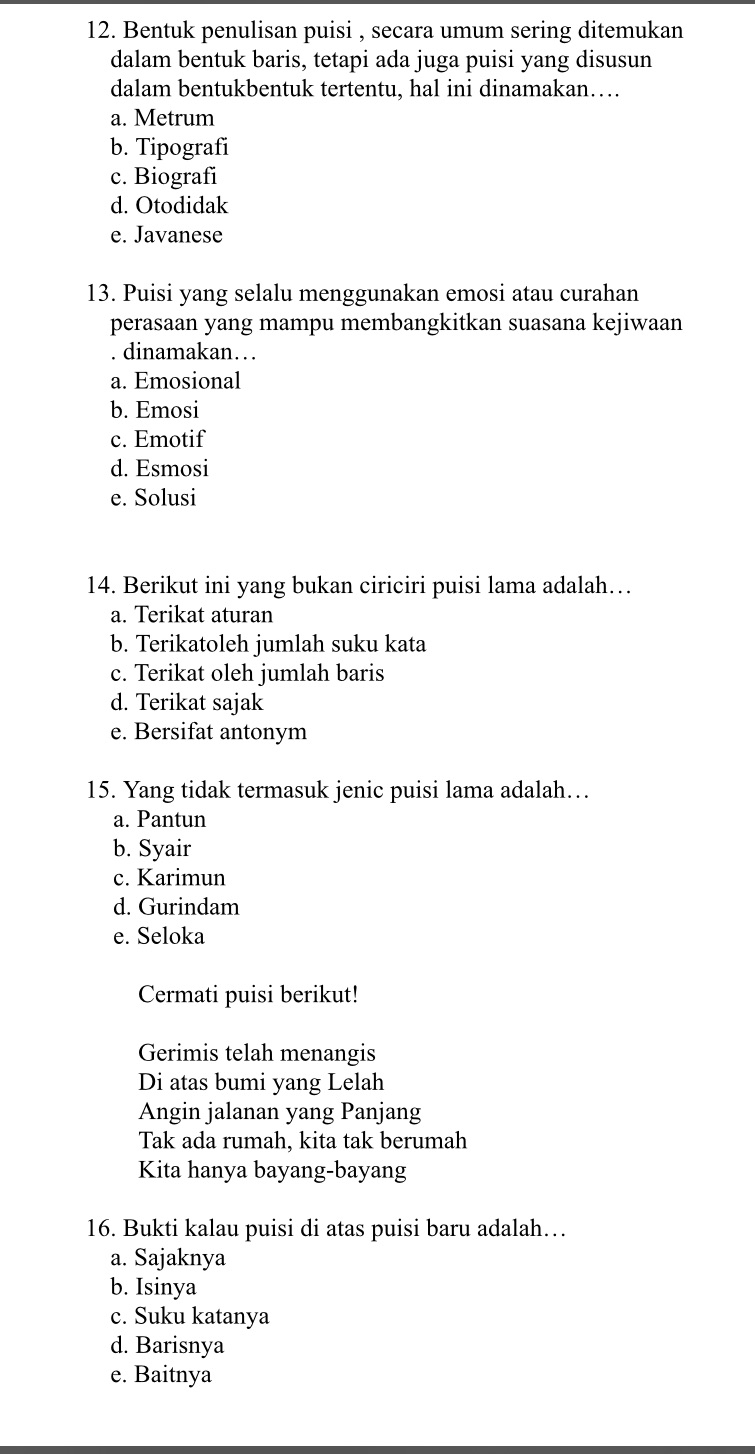 12. Bentuk penulisan puisi, secara umum | StudyX