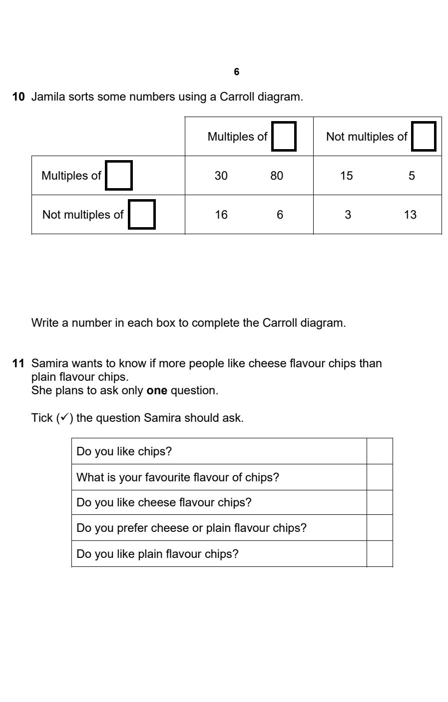 10 Jamila sorts some numbers using a Carroll | StudyX