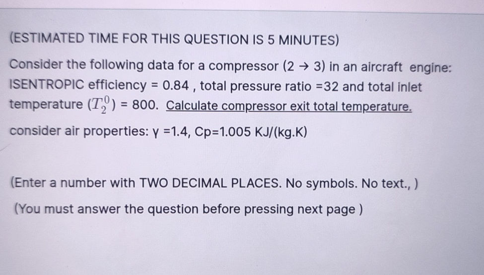 Consider the following data for a compressor | StudyX