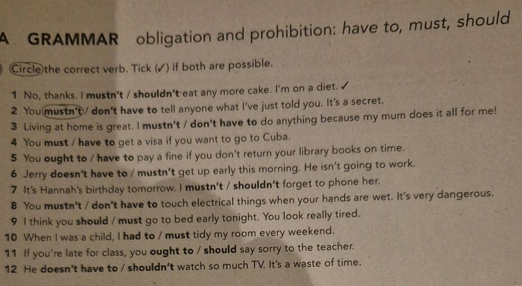 Circle the correct verb. Tick ( ) if both | StudyX