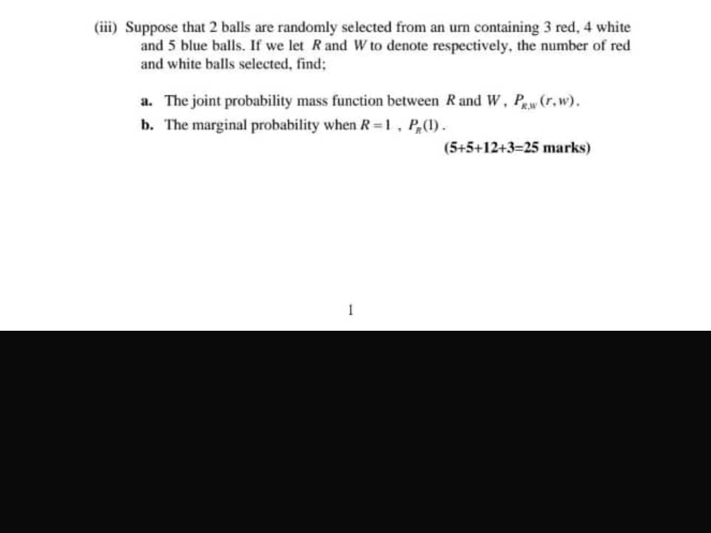 (iii) Suppose that 2 balls are randomly | StudyX