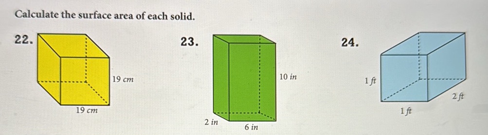 Calculate the surface area of each solid. | StudyX