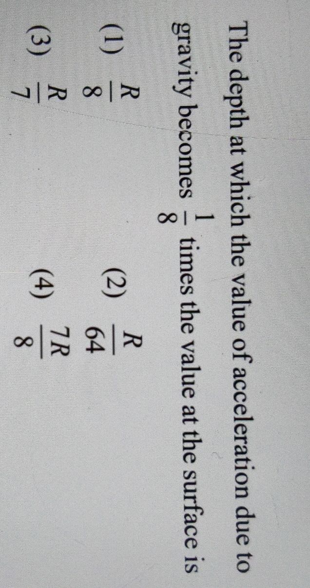 The depth at which the value of acceleration | StudyX