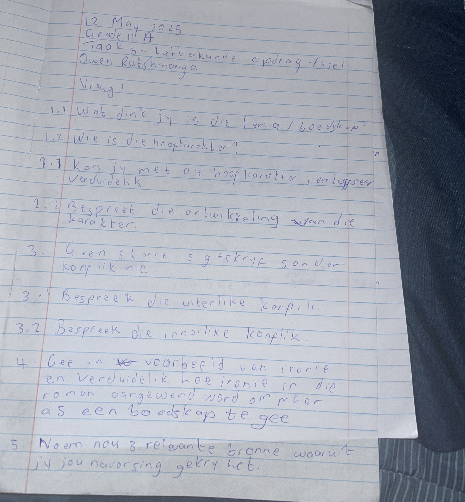 1.1 Wat dink jy is die tema / boodskap? 1.2 | StudyX