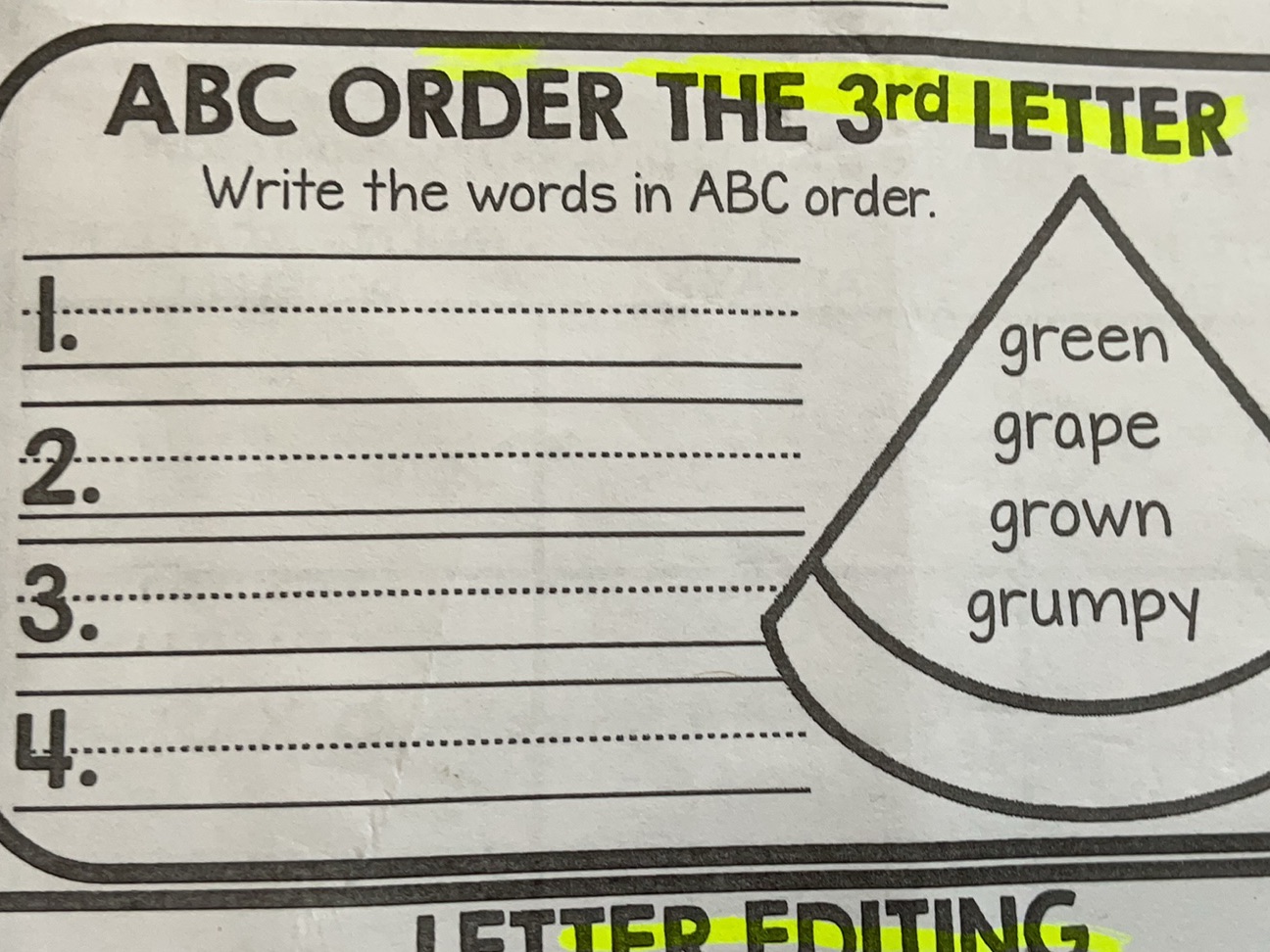 Write the words in ABC order. green grape | StudyX