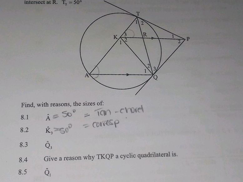 Find, with reasons, the sizes of: 8.1 $ {A} | StudyX