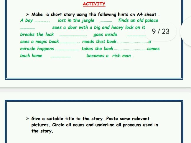 Make a short story using the following hints | StudyX