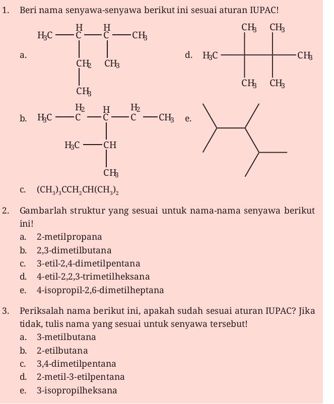 1. Beri nama senyawa-senyawa berikut ini | StudyX