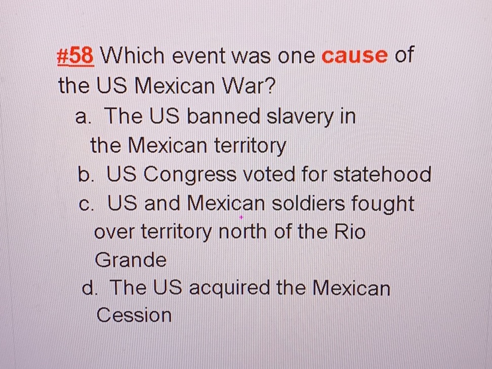 #58 Which event was one cause of the US | StudyX