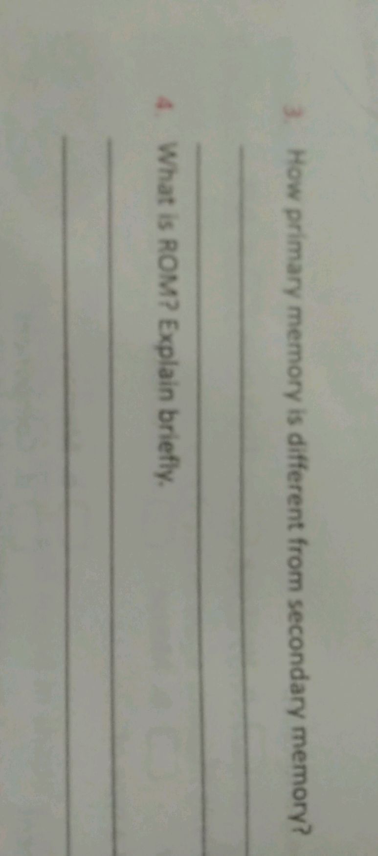 3. How primary memory is different from | StudyX