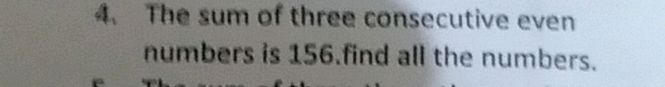 4. The sum of three consecutive even numbers | StudyX