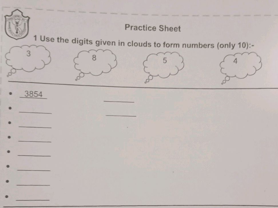1 Use the digits given in clouds to form | StudyX