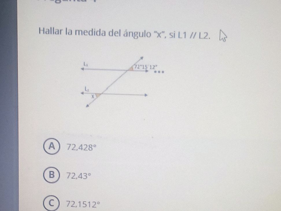 Hallar la medida del ángulo "x", si L1 // | StudyX