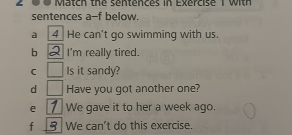 Match the sentences in Exercise 1 with | StudyX