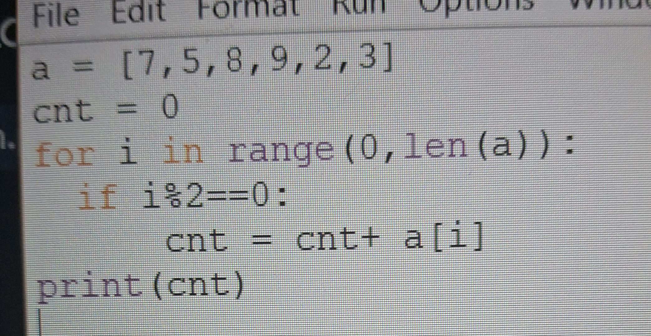 ```python a = [7,5,8,9,2,3] cnt = 0 for i in | StudyX