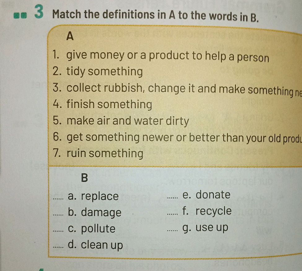 Match the definitions in A to the words in | StudyX