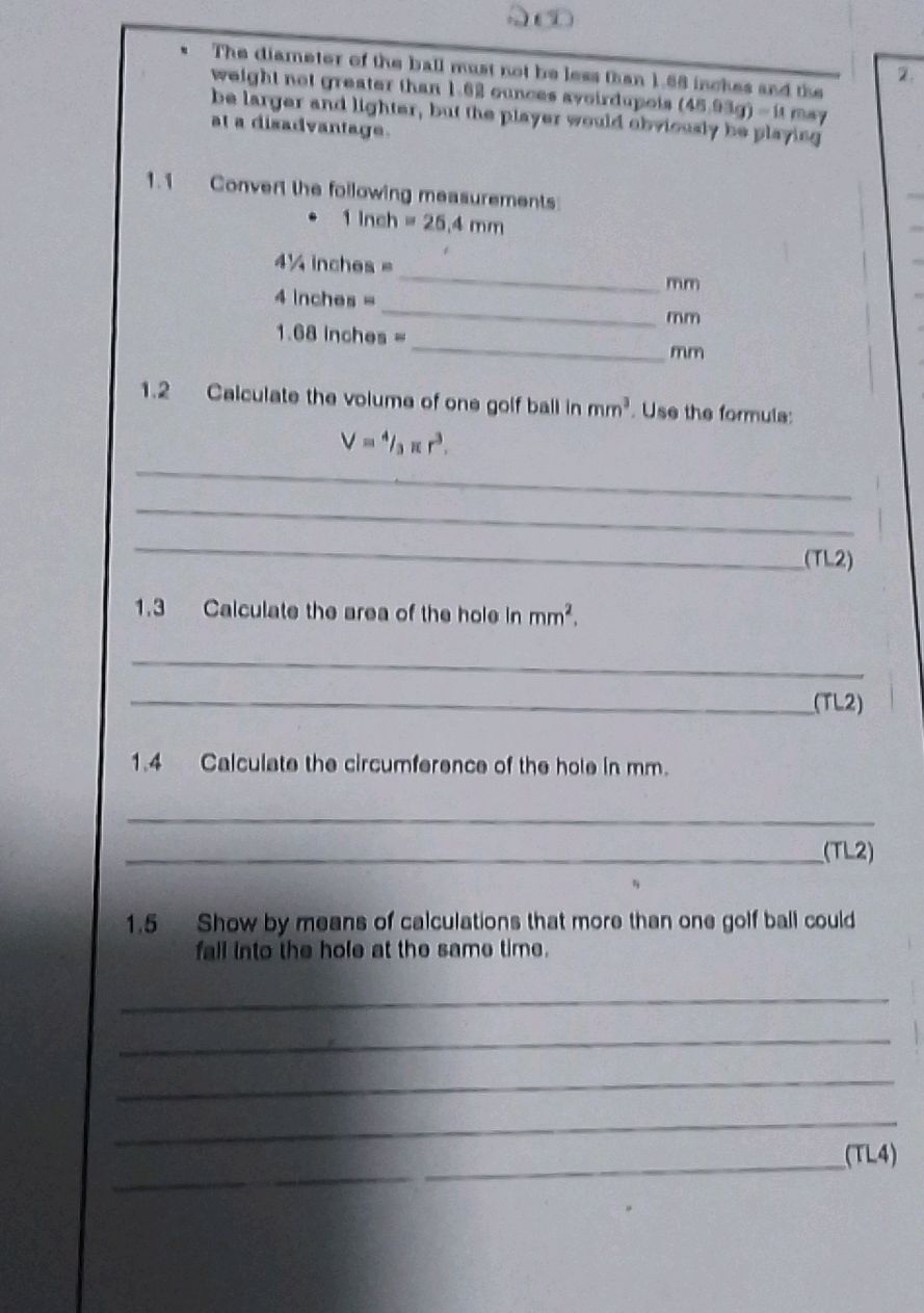 1.1 Convert the following measurements: * 1 | StudyX