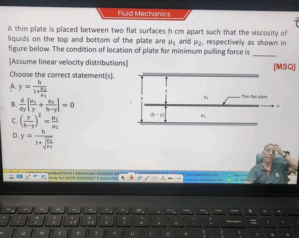 A thin plate is placed between two flat | StudyX