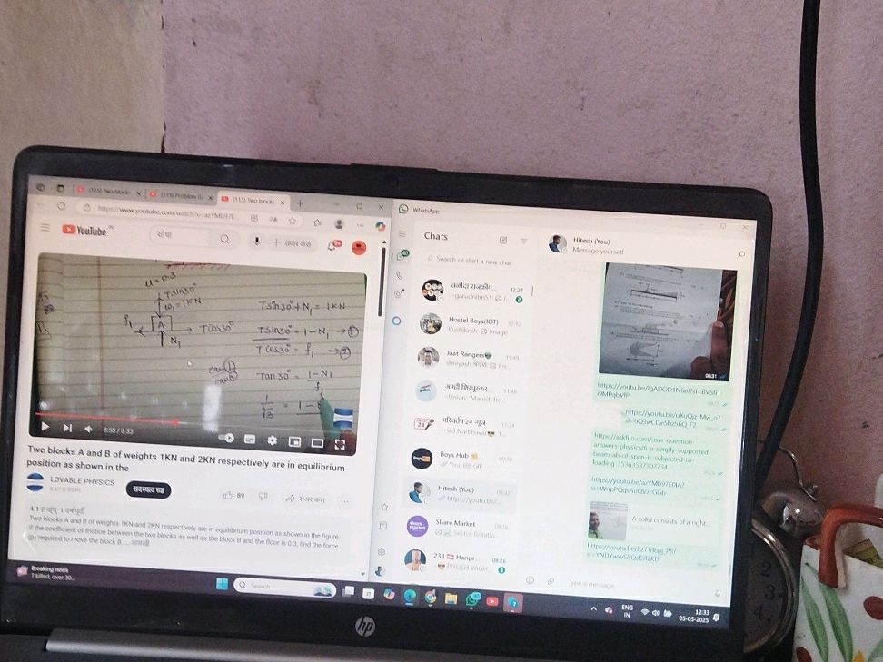 Two blocks A and B of weights 1KN and 2KN | StudyX