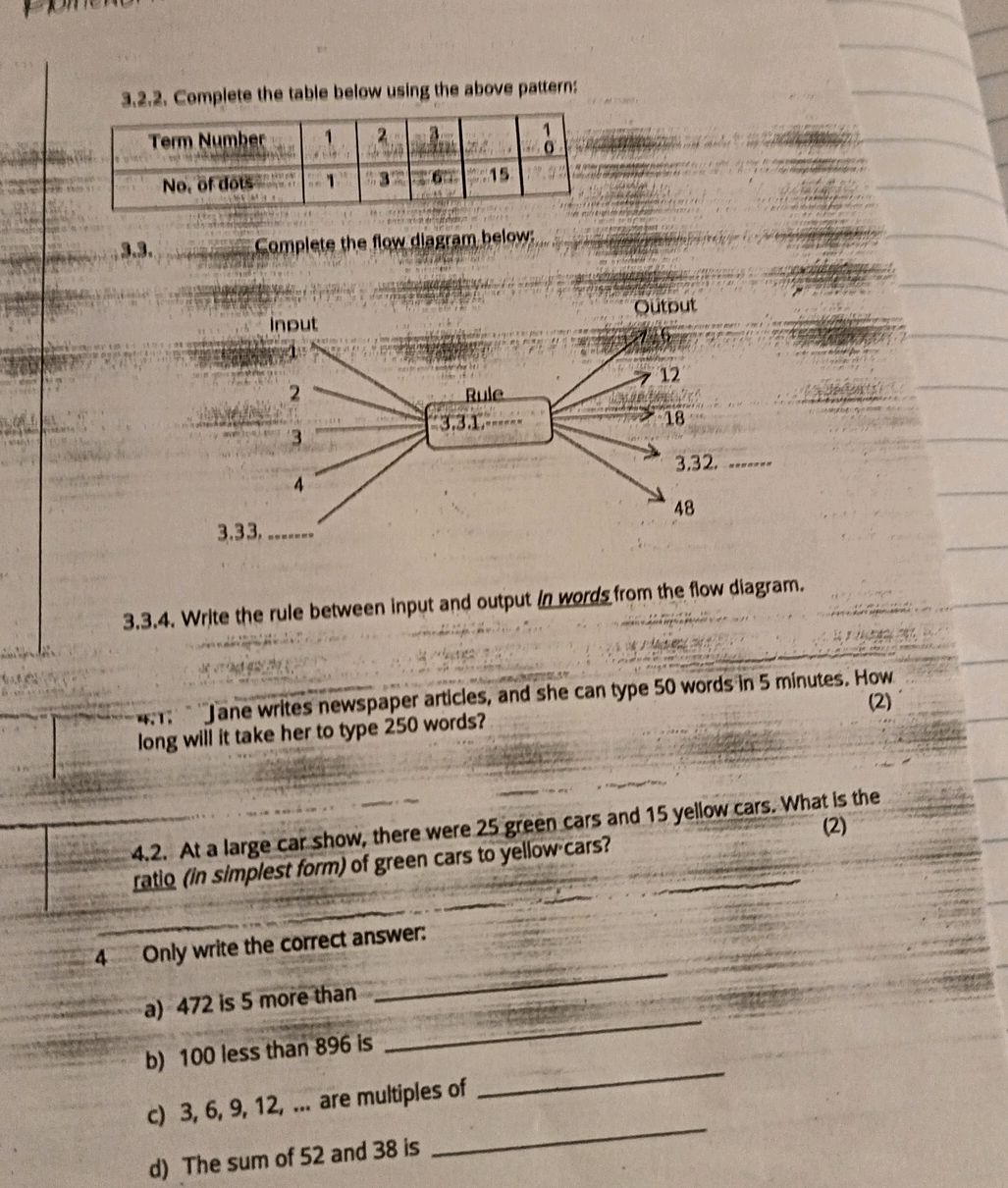 3.2.2. Complete the table below using the | StudyX